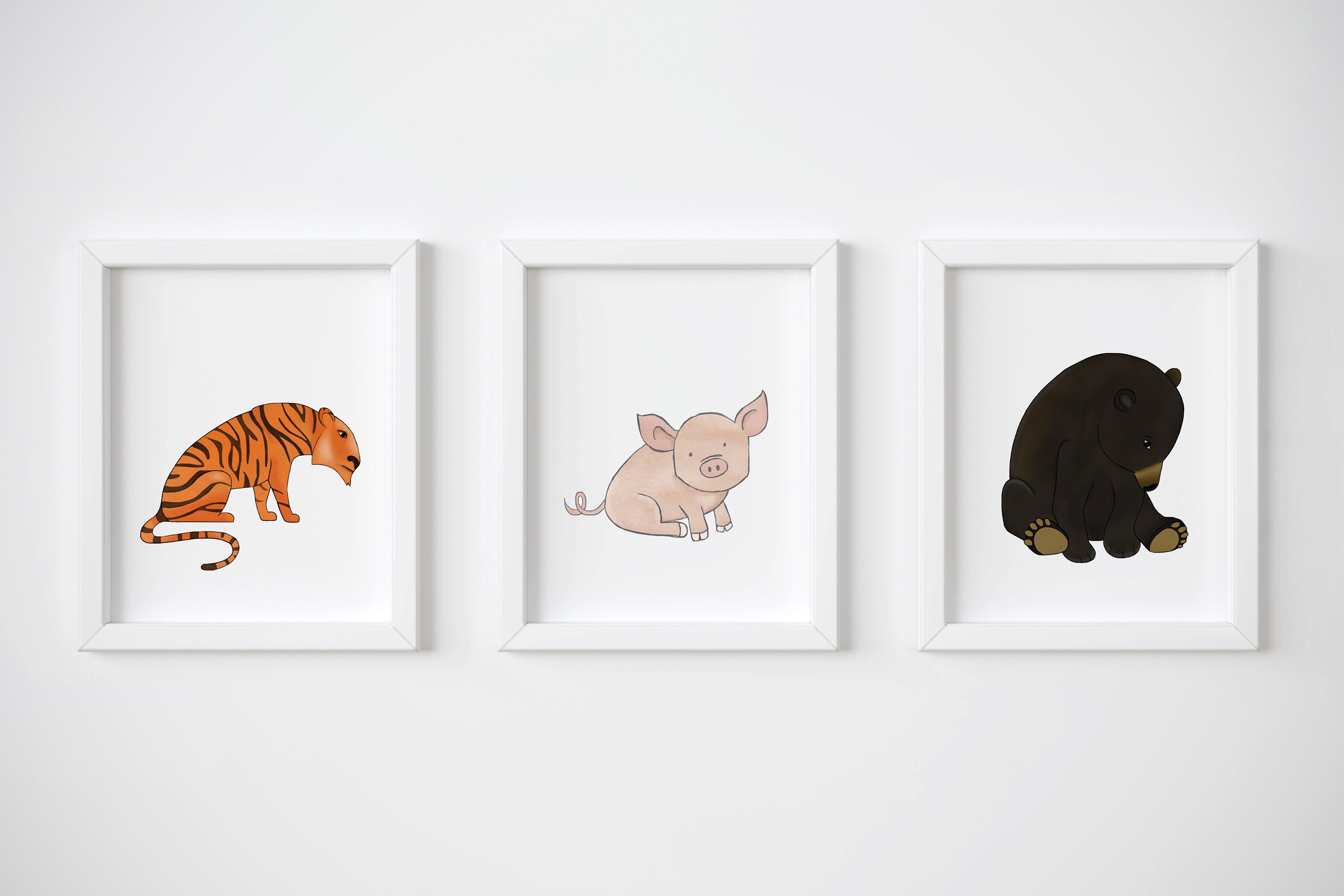 Safari Animal Parade Print - Zoo Animals Nursery Art Featuring an ...