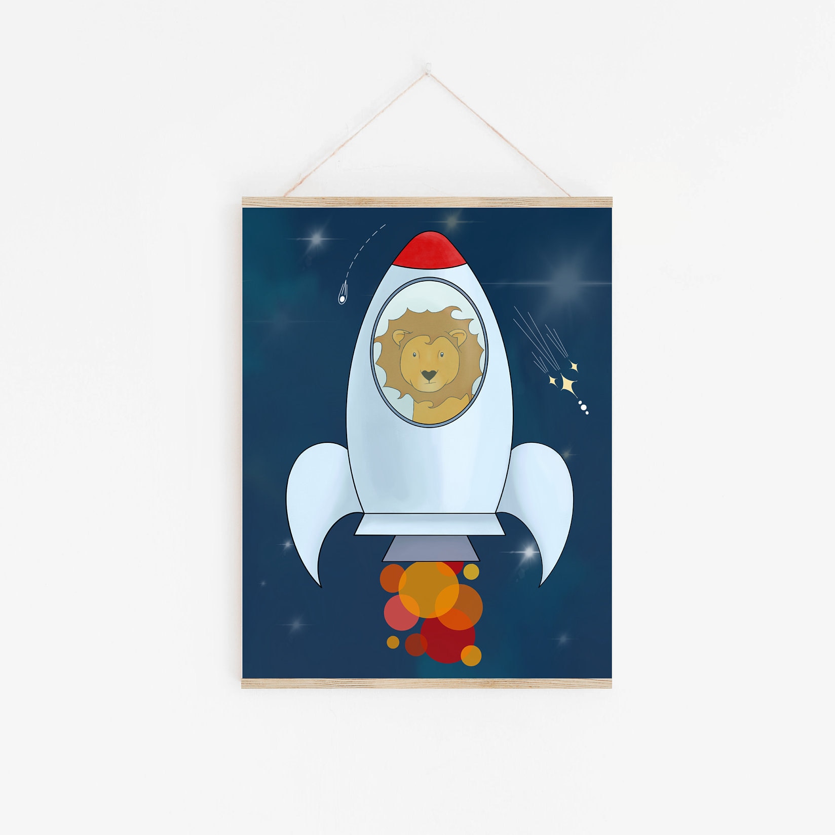 Space Rocket Art Print Cute Space Fox in Space Ship for Your - Etsy
