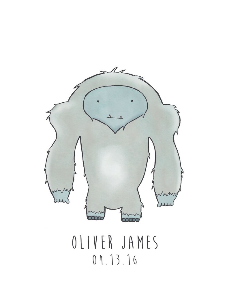 Yeti & Bigfoot Illustration Art Print Set of 2 Cute Mythical - Etsy
