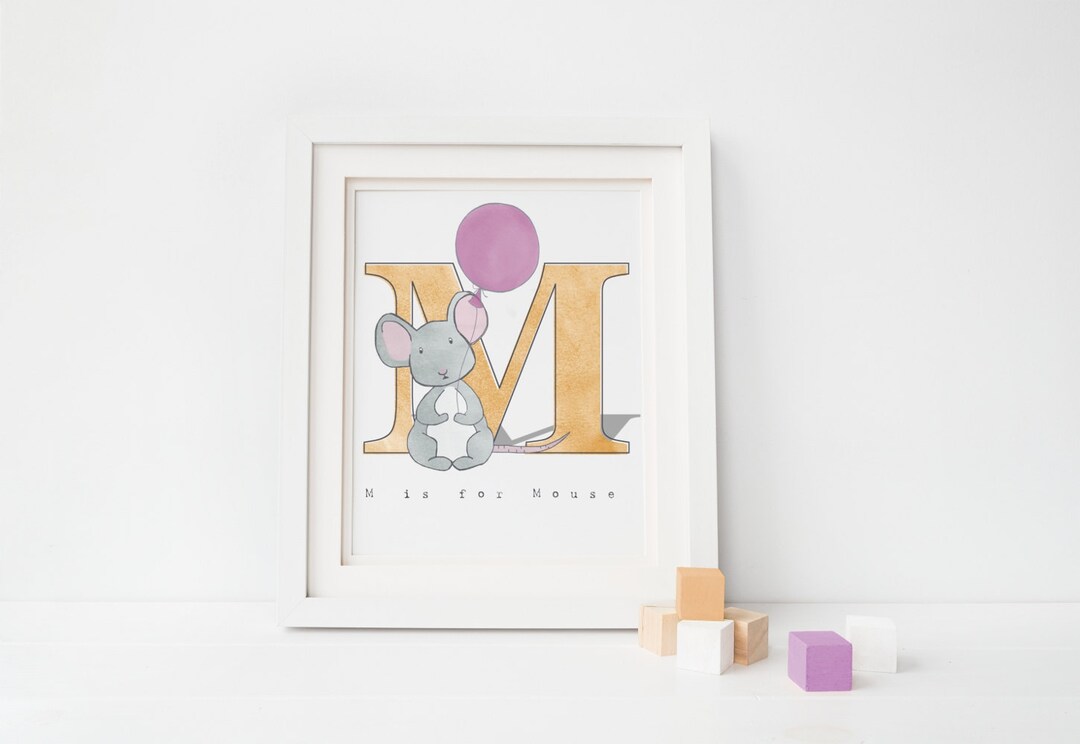 M is for Mouse - Alphabet Illustration Print, Nursery Art, Kid's Decor ...