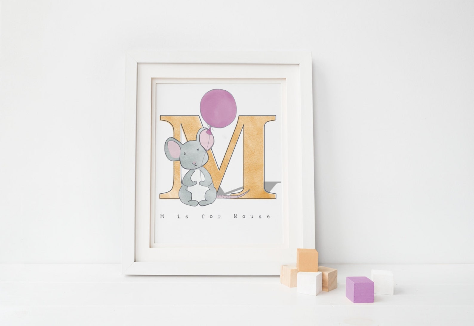M is for Mouse Alphabet Illustration Print Nursery Art | Etsy