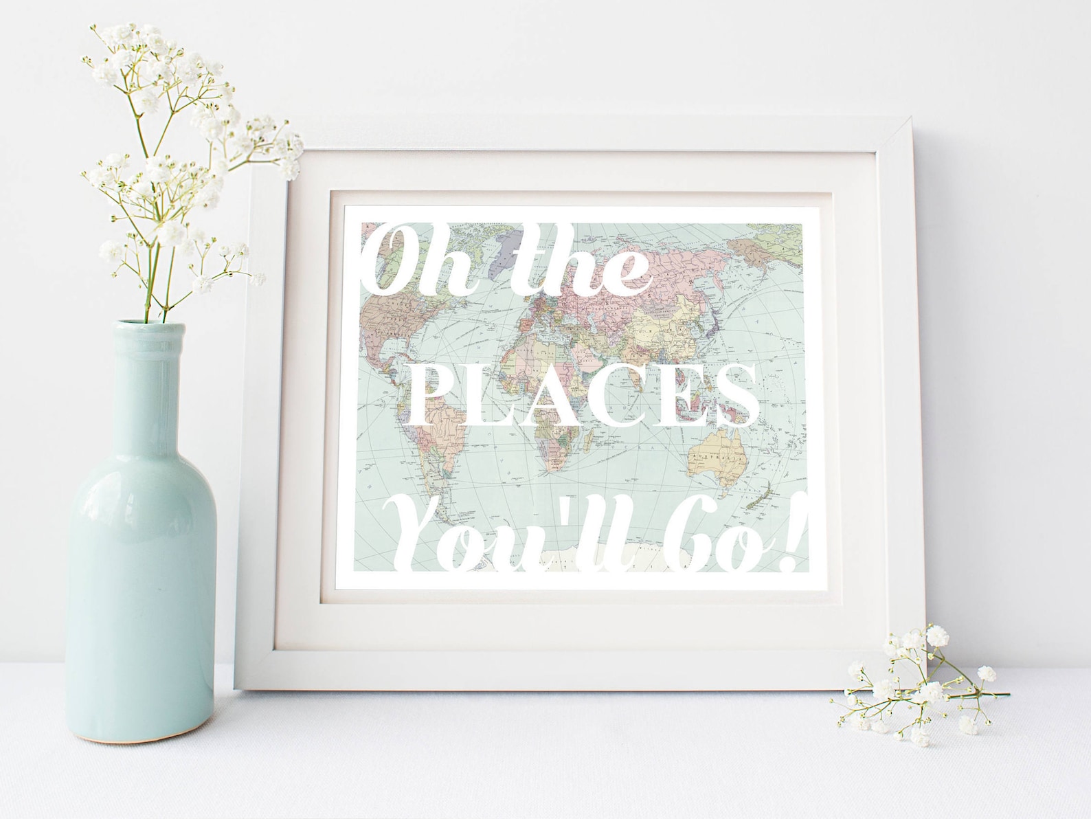 Map Nursery Art Printable Oh the Places You'll Go - Etsy