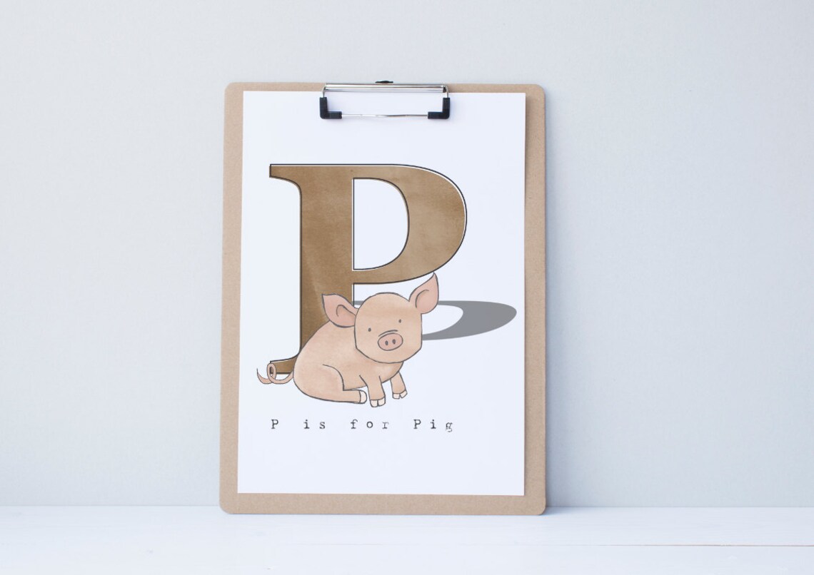 P is for Pig Alphabet Illustration Print Nursery Art | Etsy
