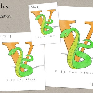 V is for Viper - Alphabet Illustration Print, Nursery Art, Kid's Decor ...