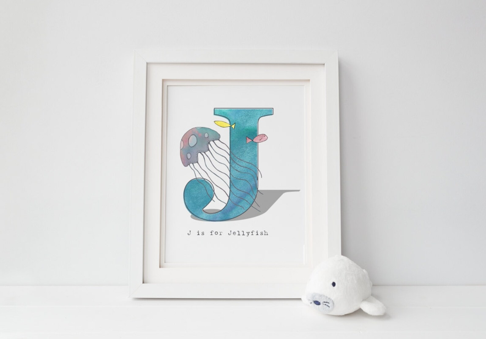 J is for Jellyfish Alphabet Illustration Print Nursery Art | Etsy