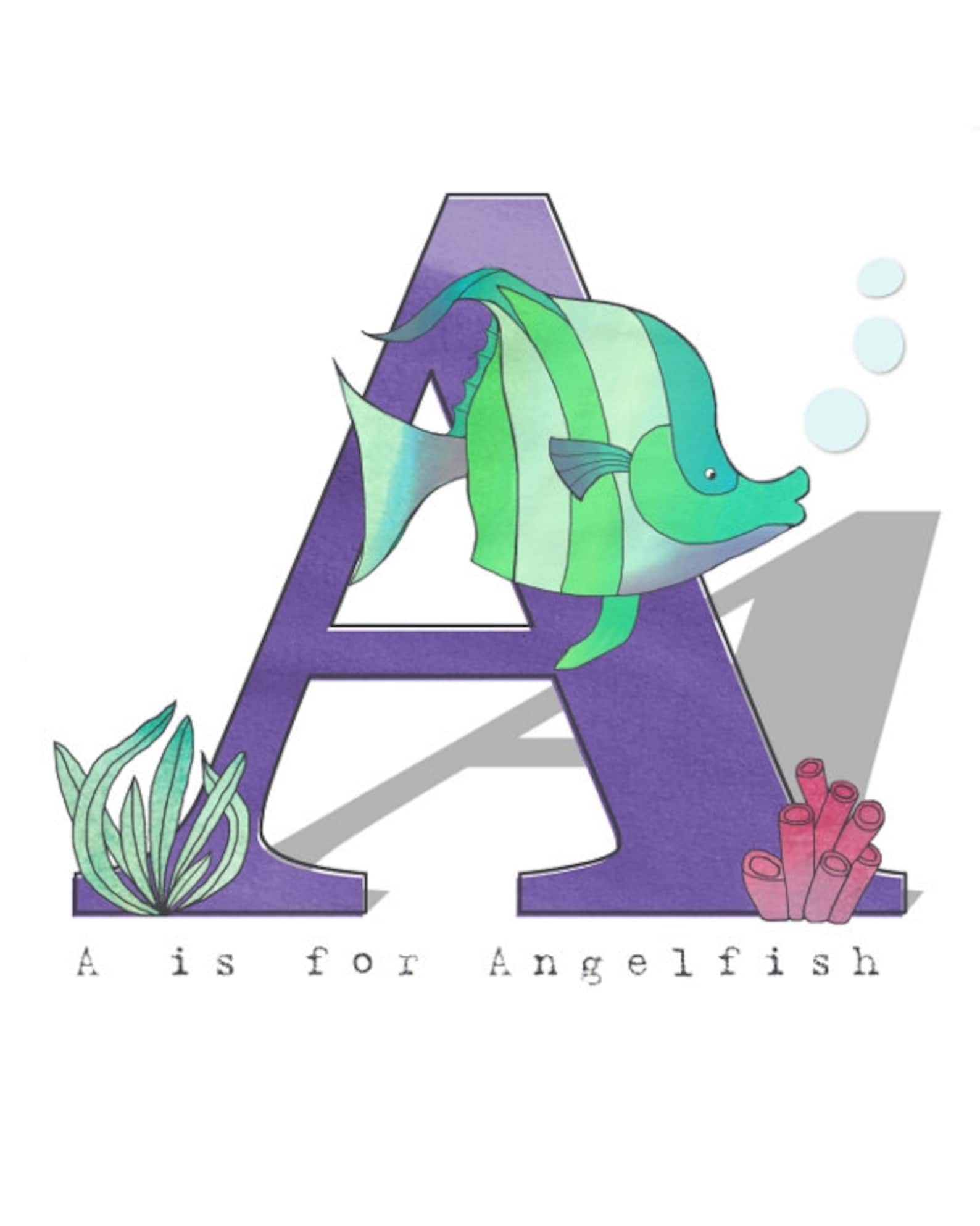 A is for Angelfish Alphabet Illustration Print Nursery Art - Etsy