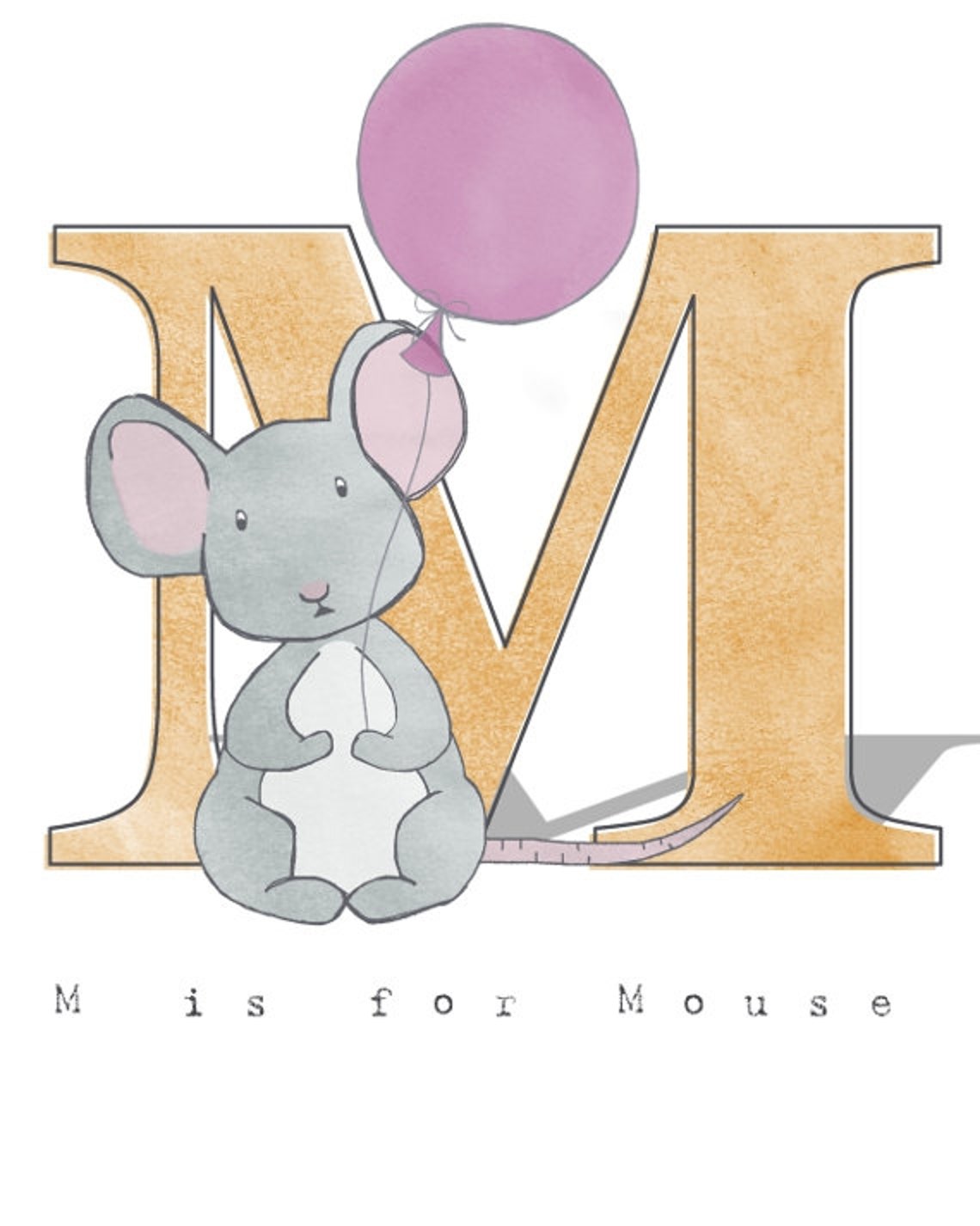 M is for Mouse Alphabet Illustration Print Nursery Art | Etsy