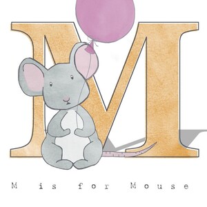 M is for Mouse - Alphabet Illustration Print, Nursery Art, Kid's Decor ...