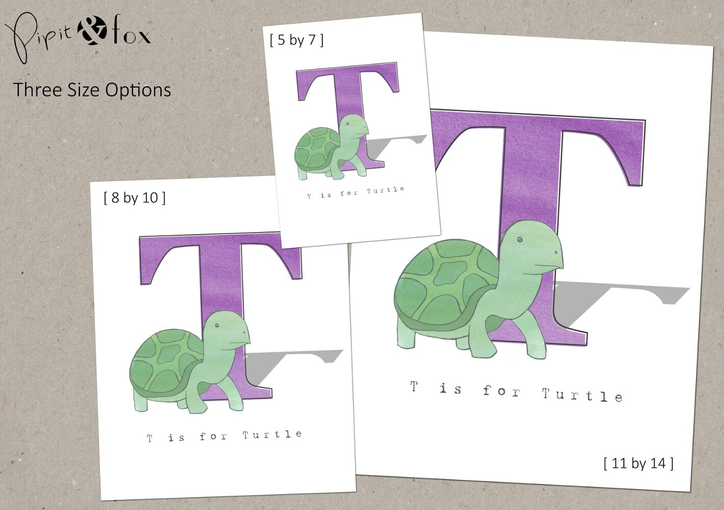 T es para tortuga Impresión de ilustración del alfabeto - Etsy España