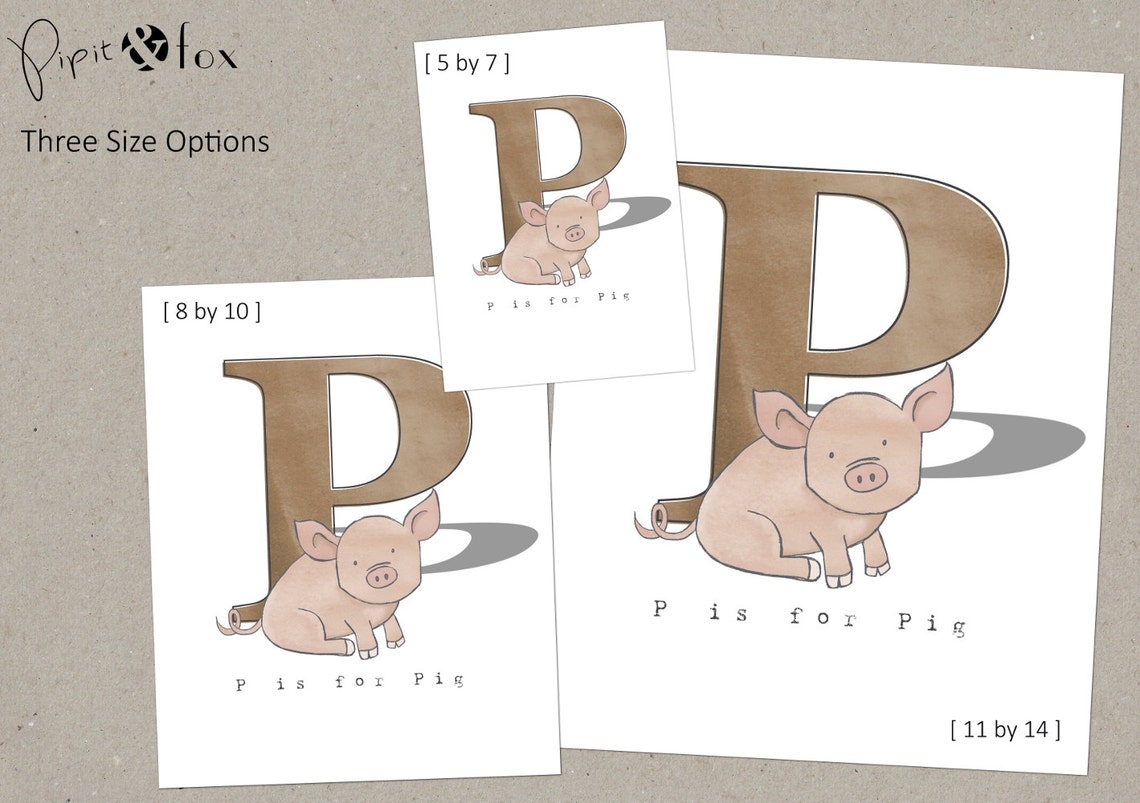 P is for Pig - Alphabet Illustration Print, Nursery Art, Kid's Decor ...