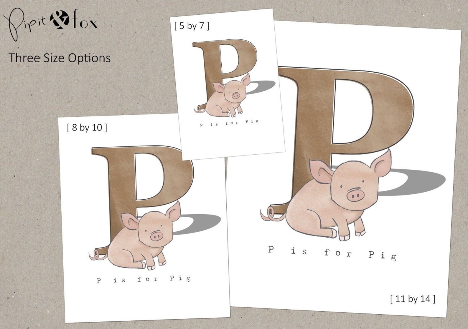 P is for Pig Alphabet Illustration Print Nursery Art | Etsy