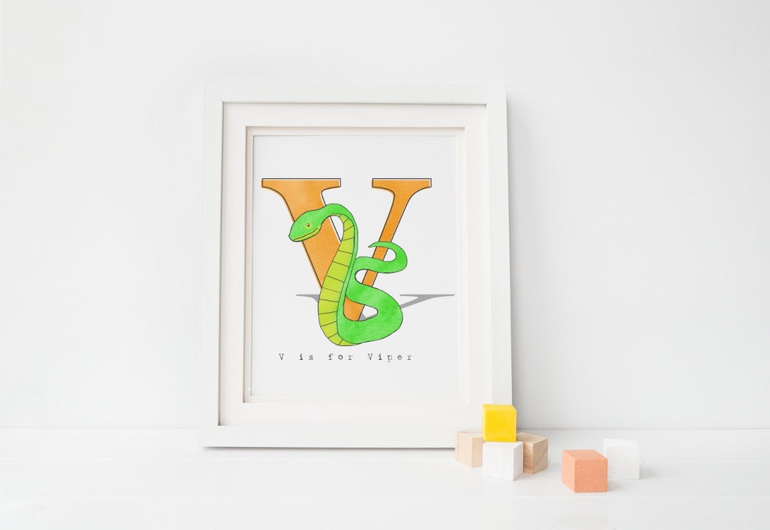 V is for Viper - Alphabet Illustration Print, Nursery Art, Kid's Decor ...