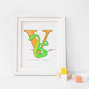 V is for Viper - Alphabet Illustration Print, Nursery Art, Kid's Decor ...