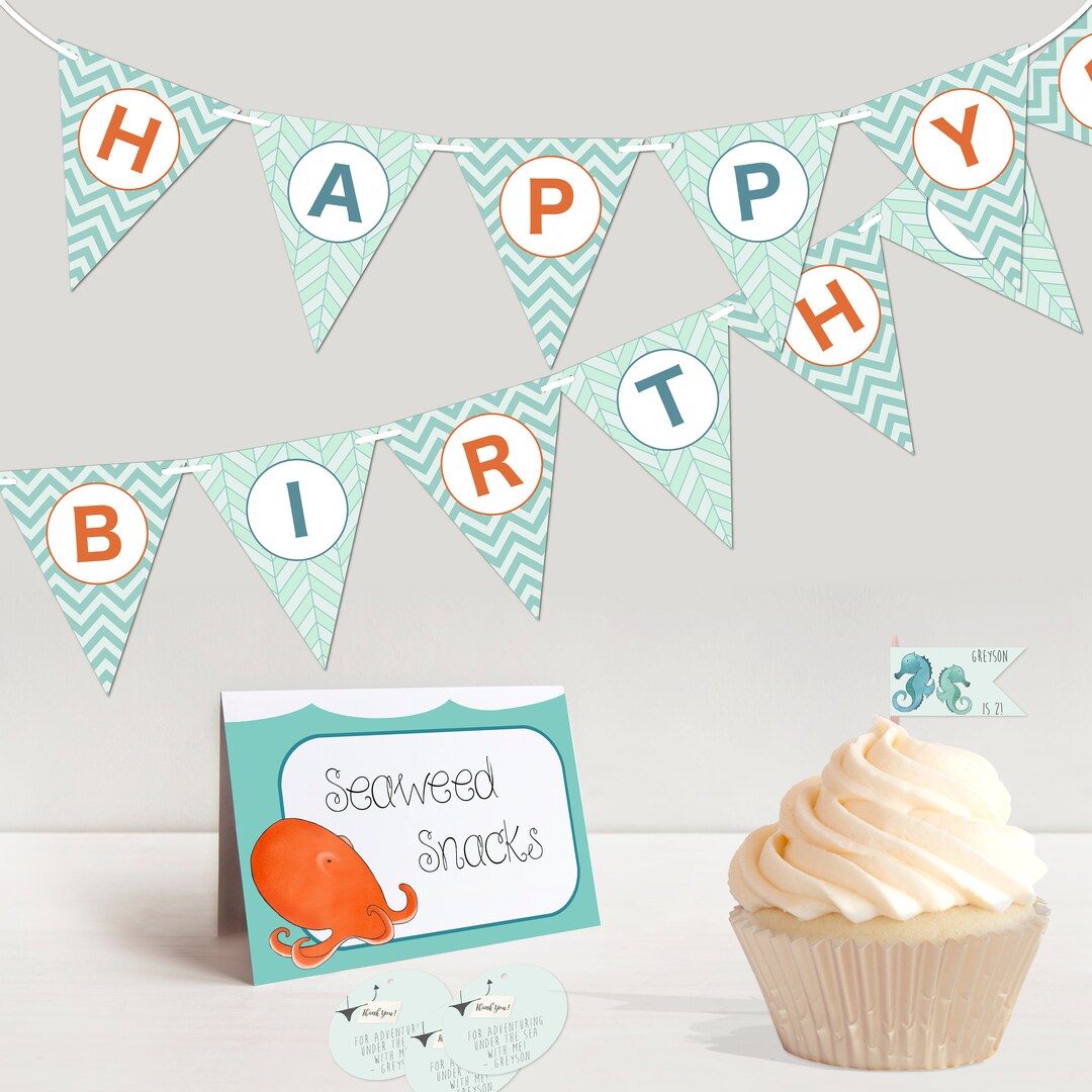 Custom Ocean Theme Party Printables - Kids Birthday Party Package ...