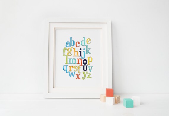 Alphabet Art Print Colorful Watercolor Style ABC Wall Art | Etsy