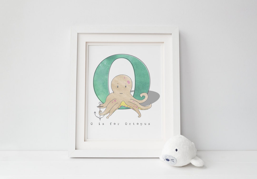 O is for Octopus - Alphabet Illustration Print, Nursery Art, Kid's ...
