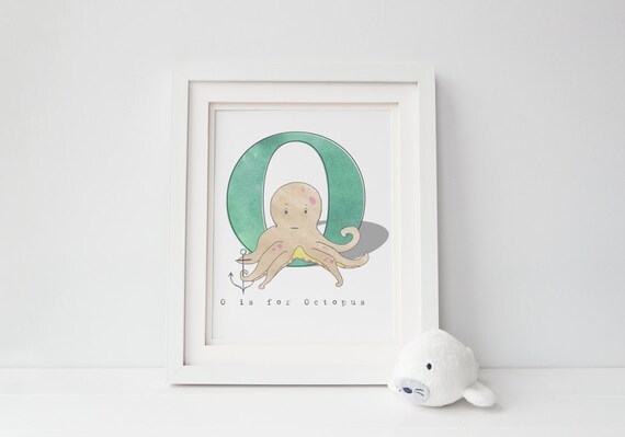 O is for Octopus Alphabet Illustration Print Nursery Art | Etsy