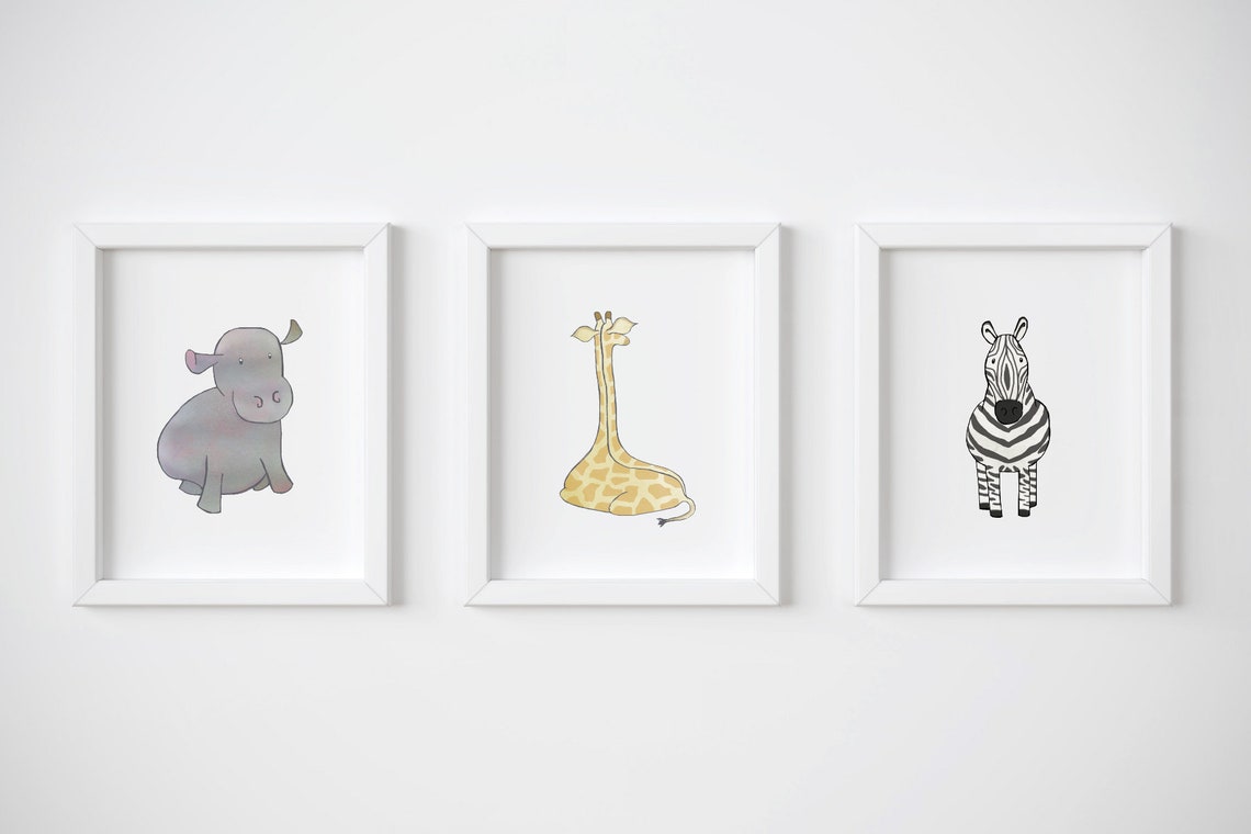 Safari Animal Parade Print - Zoo Animals Nursery Art Featuring an ...