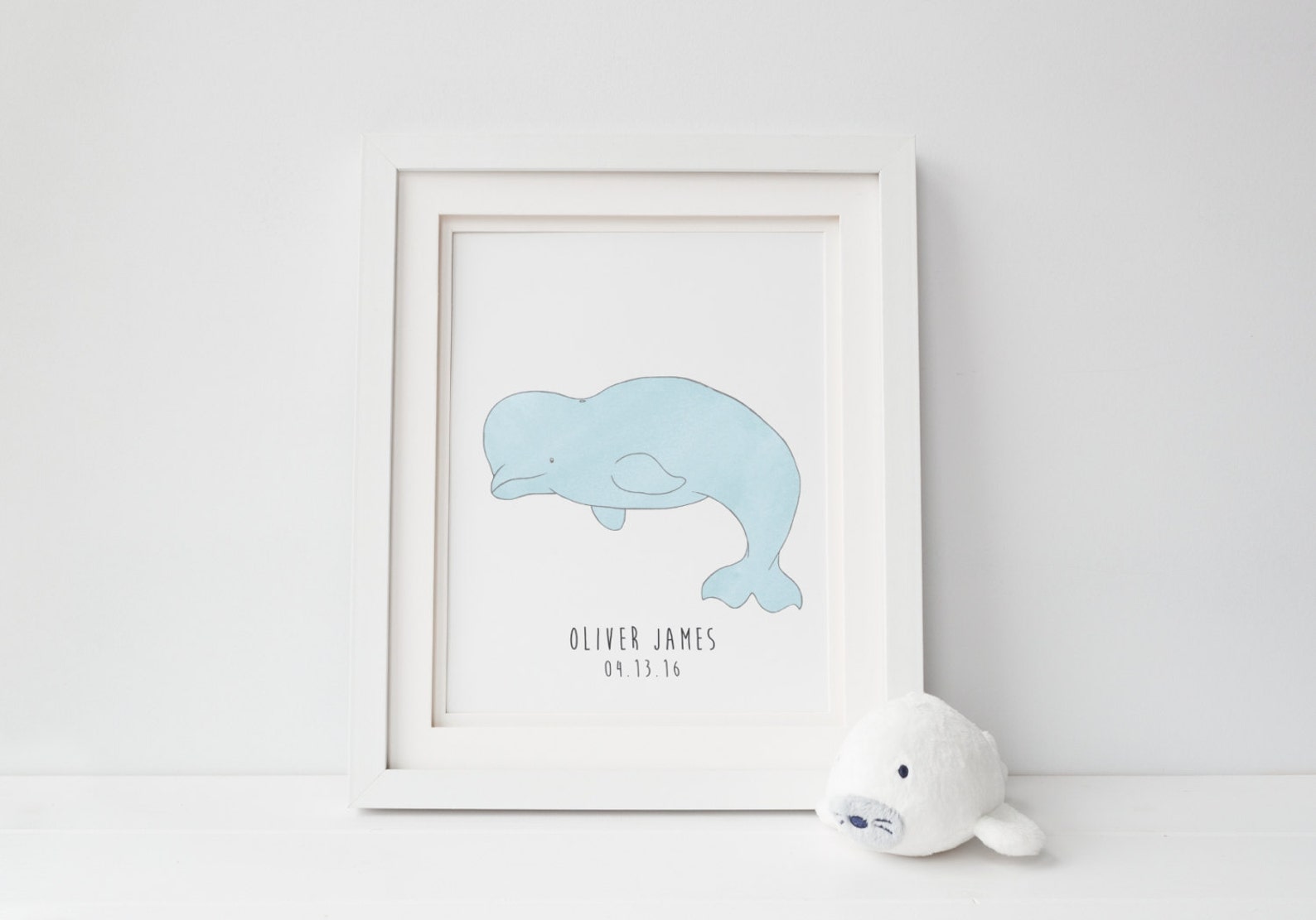 Baby Beluga Whale Illustration Print Nursery Art Kid's | Etsy