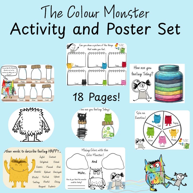 The Colour Monster - Activity and Poster Set - 18 Pages! - Etsy