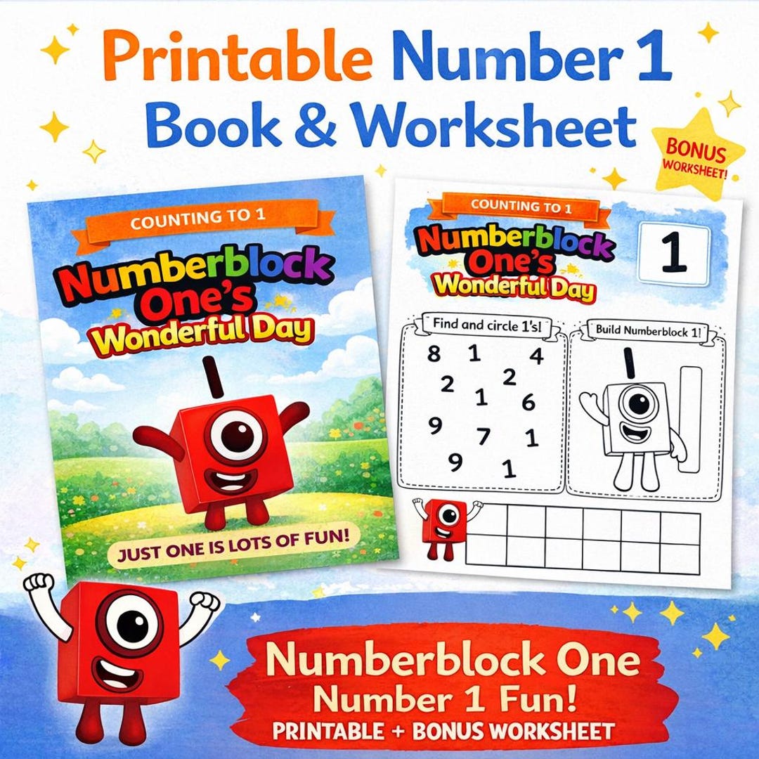 Printable Number 1 Book & Worksheet - Counting to One With Numberblock ...
