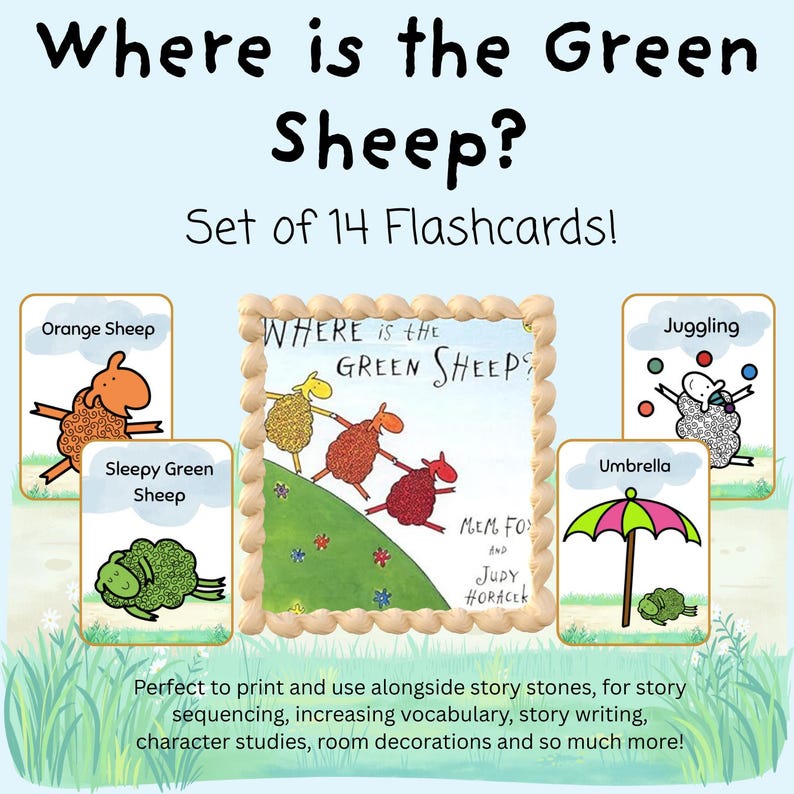 Where is the Green Sheep? Flashcards - Set of 14 - Etsy