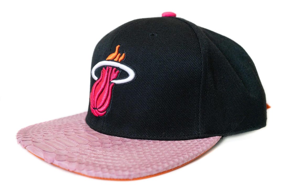Mitchell & Ness Miami Heat Pink Basic Logo Strapback - Etsy