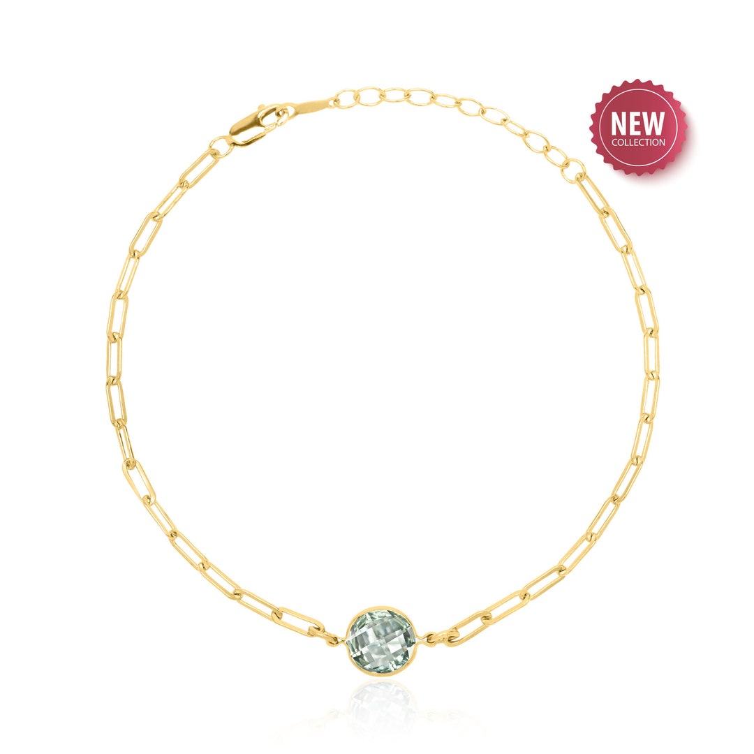 Sage Green Amethyst Paperclip Chain Bracelet in 14K Gold Filled ...