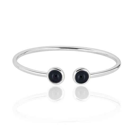 Black Onyx Bangle Bracelet for Women in Sterling Silver Black Gemstone Bracelet Black Onyx Jewelry 7th Anniversary Gift Etsy