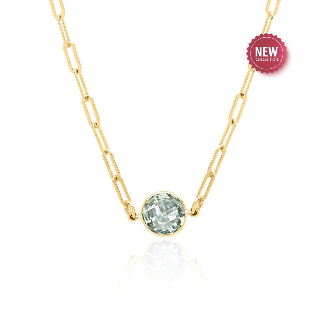 Sage Green Amethyst Paperclip Chain Necklace in 14K Gold Filled ...