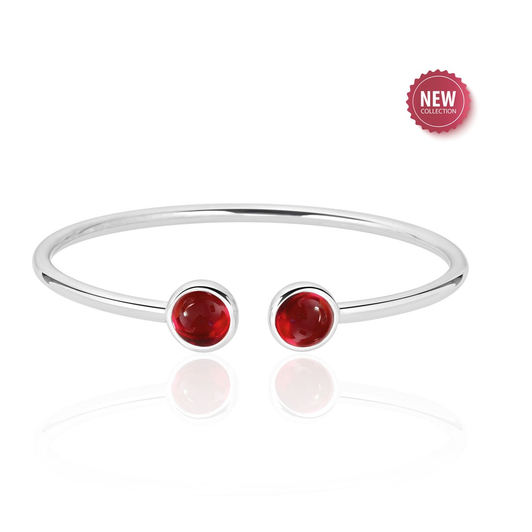 Ruby Bangle Bracelet in Sterling Silver, Lab Created Ruby Jewelry for ...