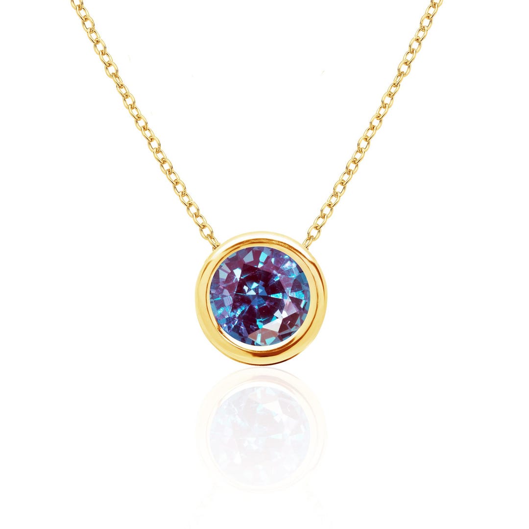 Alexandrite Necklace, 14K Gold or Sterling Silver, Lab-grown ...