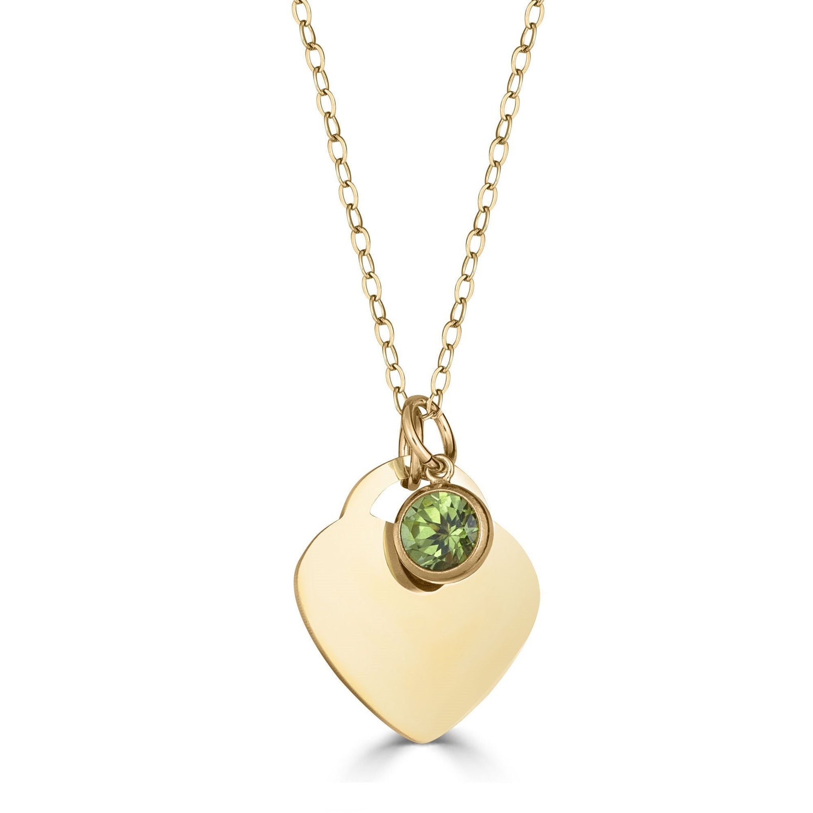 Peridot Heart Pendant Necklace in 14K Gold Filled or Sterling - Etsy