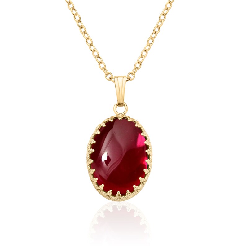 Large Ruby Pendant Necklace for Women in 14K Gold Filled or - Etsy