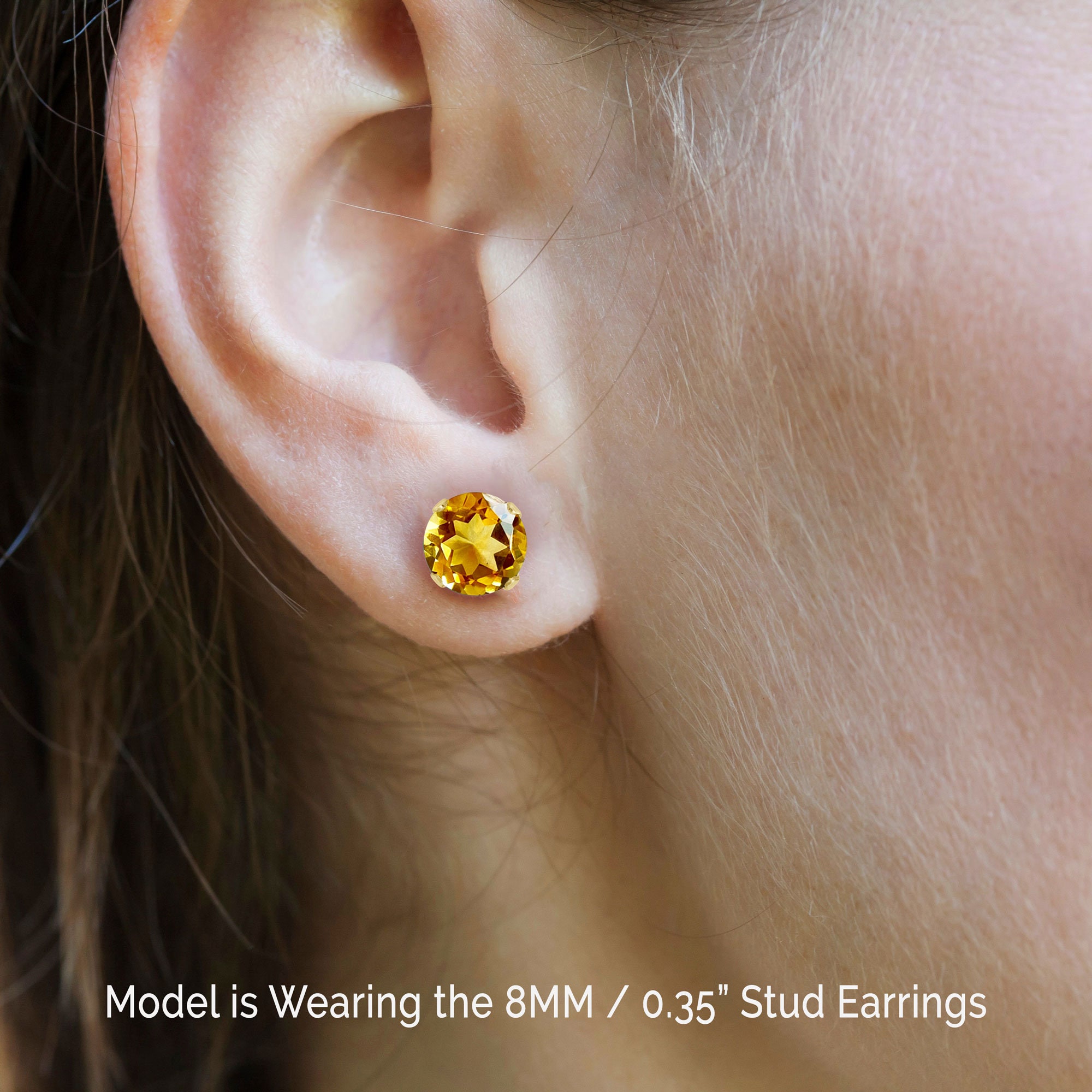 Citrine Stud Earrings in 14K Solid Gold / Sterling Silver / - Etsy