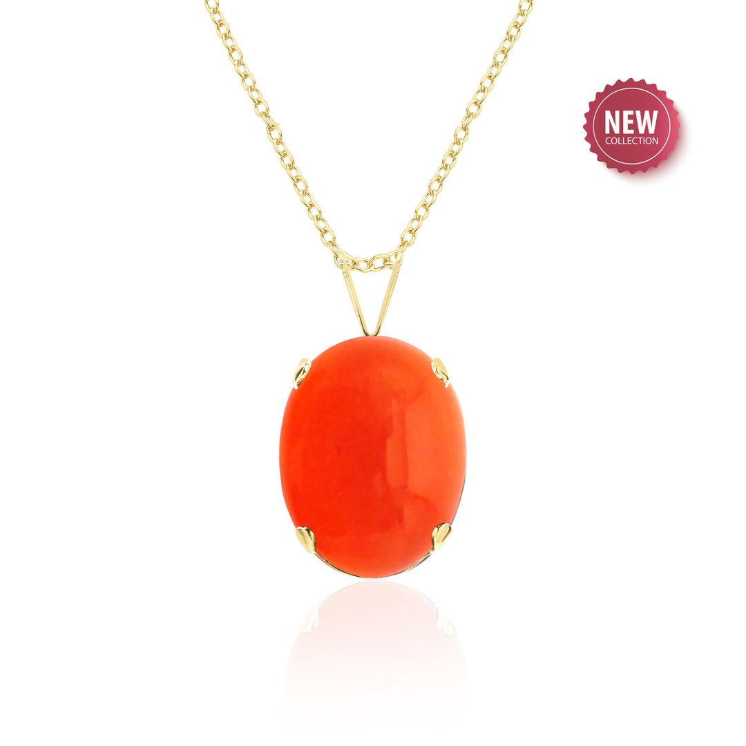 Bright Orange Carnelian Necklace in 14K Solid Gold / Sterling Silver ...