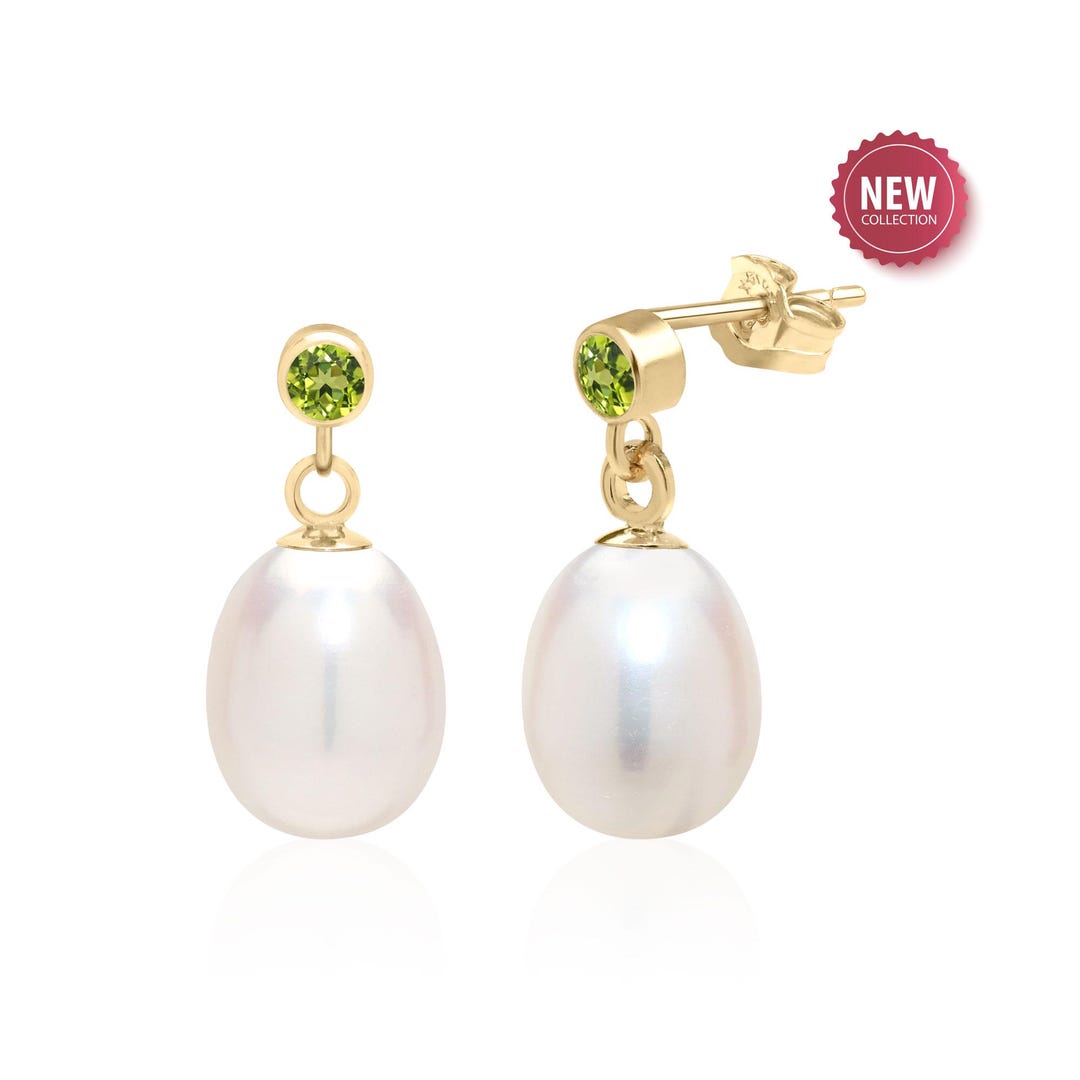 Natural Peridot and Pearl Earring in 14K Gold Filled, August Birthstone ...