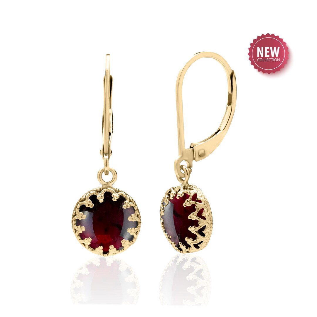 Genuine Garnet Earrings Vintage Style in 14K Gold Filled, January ...