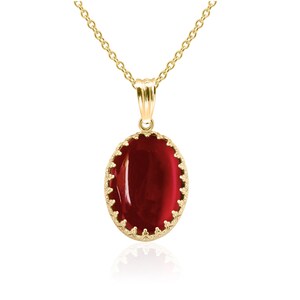 Large Ruby Pendant Necklace for Women in 14K Gold Filled or Sterling ...