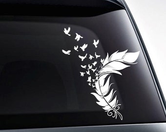 Feather decal | Etsy