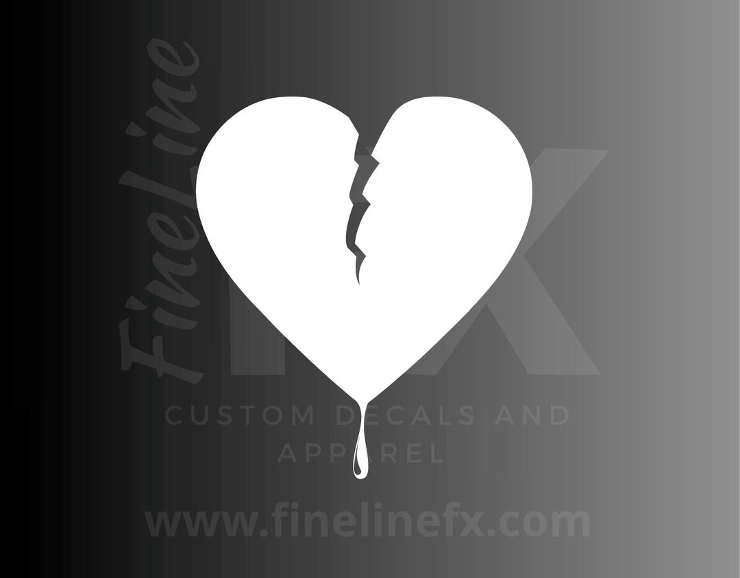 Broken Bleeding Heart Vinyl Decal Sticker / Decal for Cars, Laptops ...