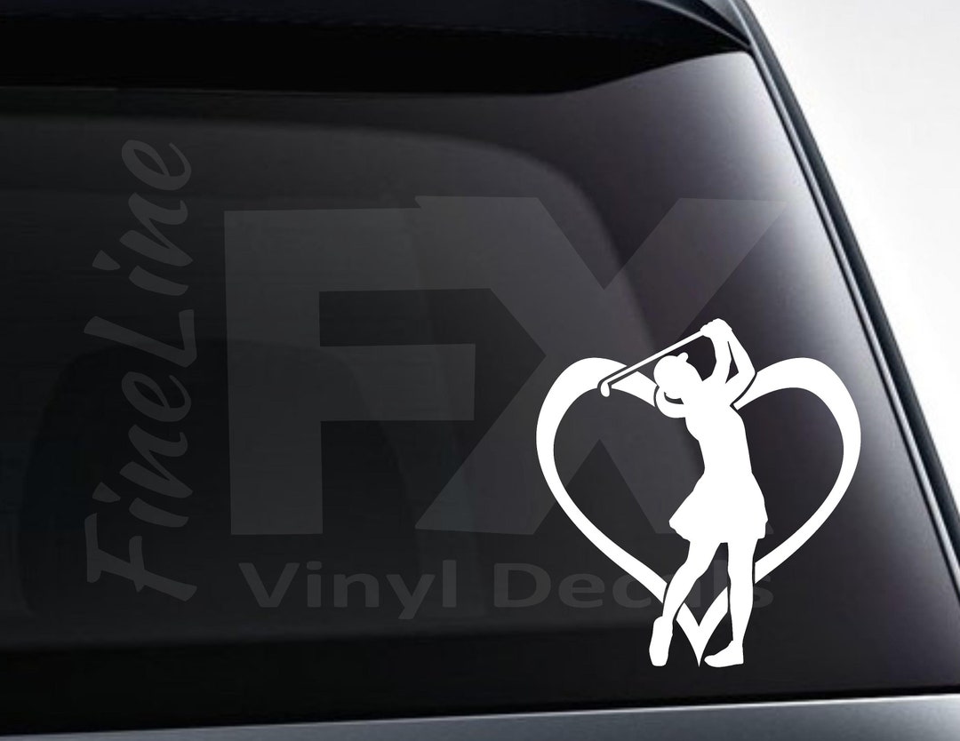 Women's Golf Heart Vinyl Decal Sticker / Golfing Decal for Cars ...