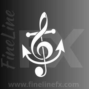 Treble Clef Anchor Music Note Anchor Vinyl Decal Sticker - Etsy