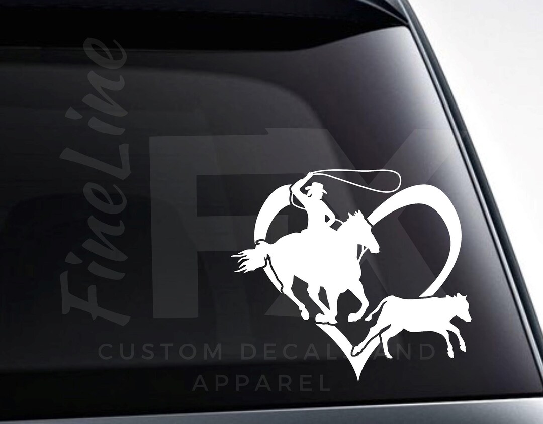 Rodeo Calf Roping Heart Love Rodeo Vinyl Decal Sticker / - Etsy