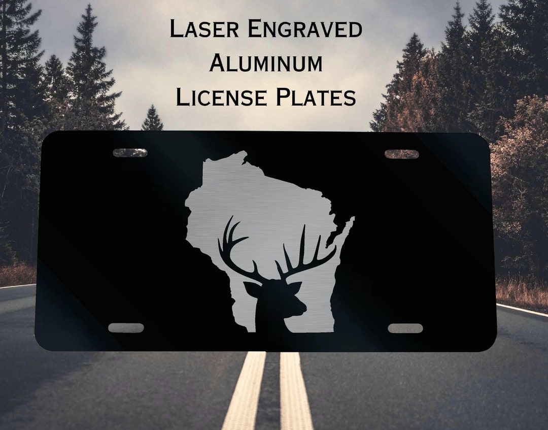 Wisconsin Deer Hunting Buck Front License Plate Gloss Black - Etsy