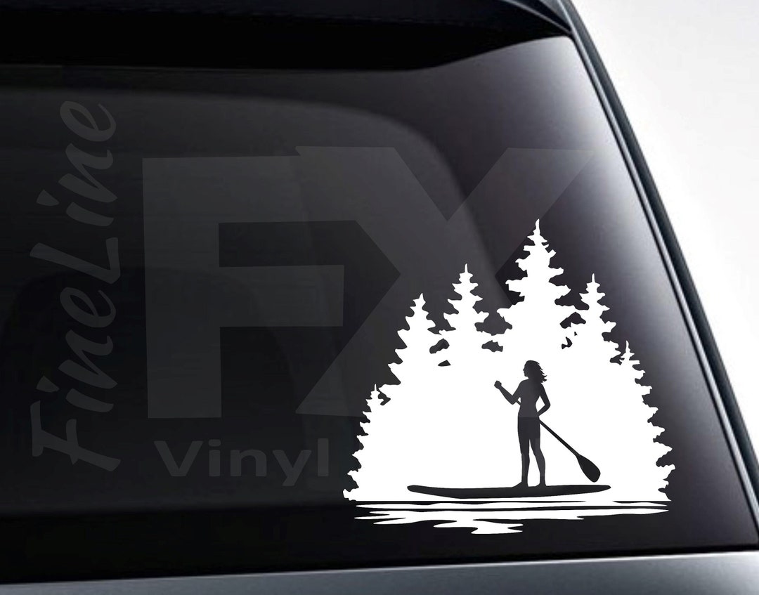 Girl Paddleboarding Lake Scene Vinyl Decal Sticker / Decal for Cars ...