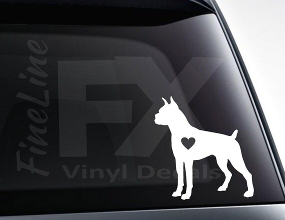 Boxer Dog With Heart Vinyl Decal Sticker / Love Boxer Dog - Etsy