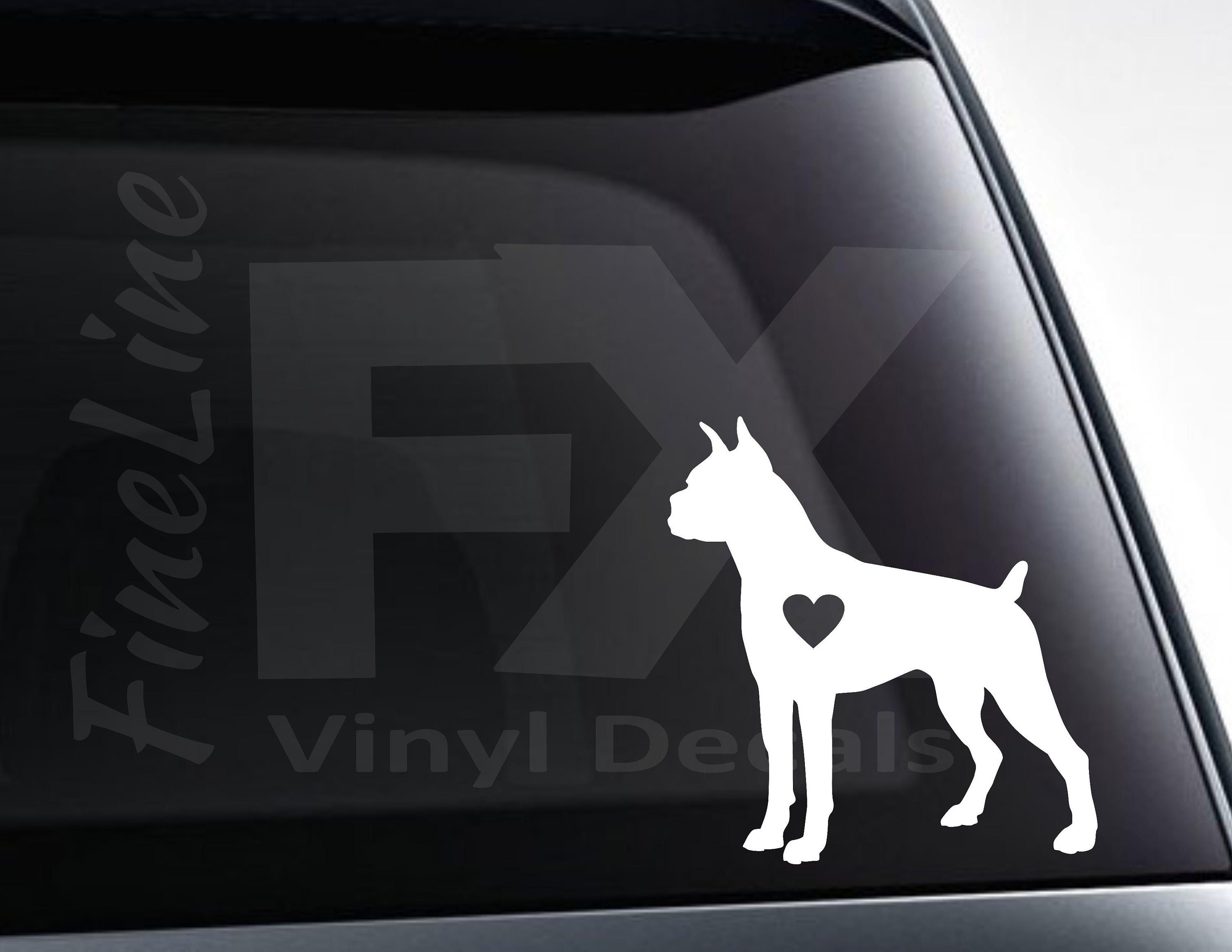 Boxer Dog Sticker Boxer Dog w/ Heart Car Laptop Vinyl Decal Sticker Tea ...
