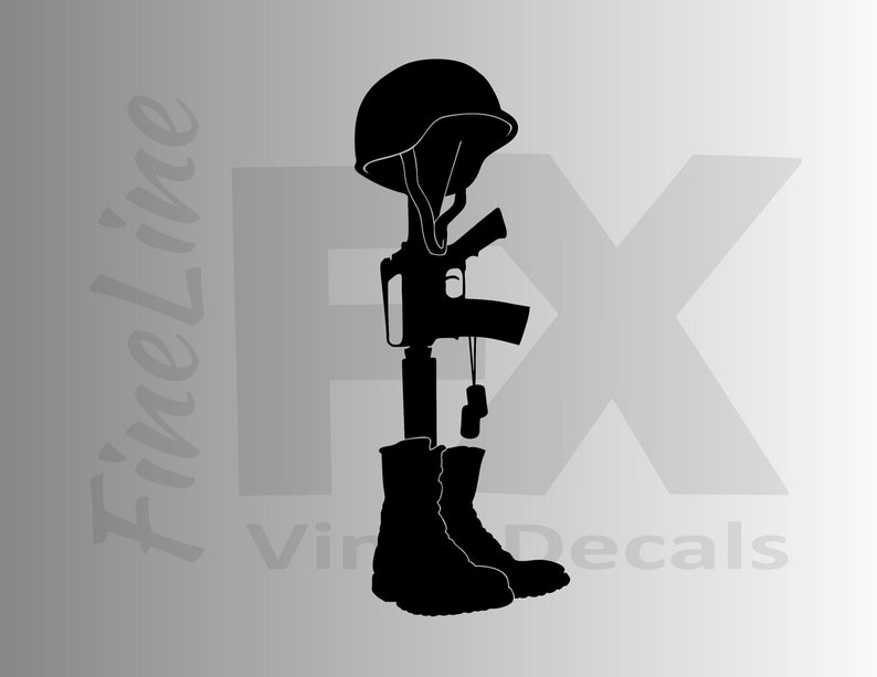 Battlefield Memorial Fallen Soldier Cross Vinyl Decal Sticker Etsy