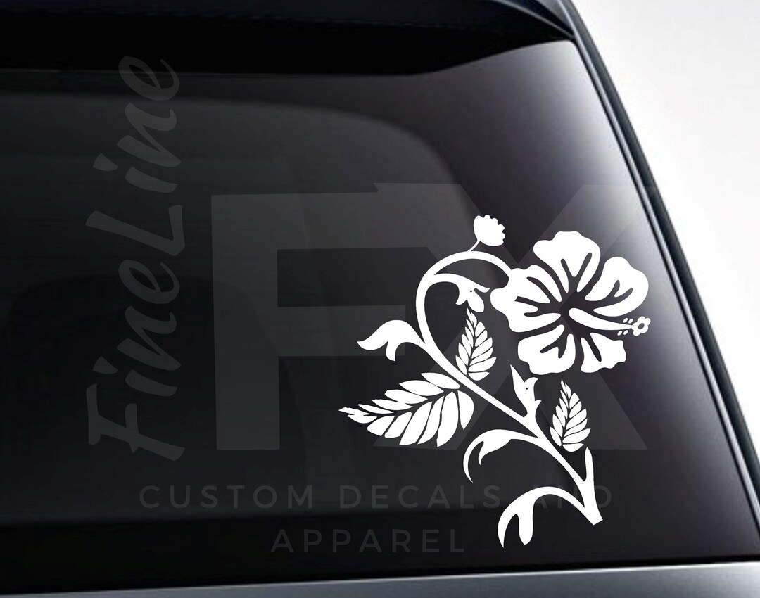 Hibiscus Decal Hibiscus Flower Tropical Flower With Leaves - Etsy